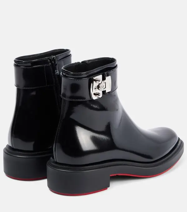 CHRISTIAN LOUBOUTIN Urban Booty Lock Polished Leather Ankle Boots