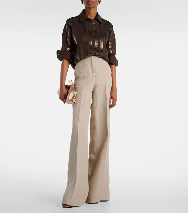max mara - Max Mara Sequoia High-Rise Wide-Leg Linen Pants