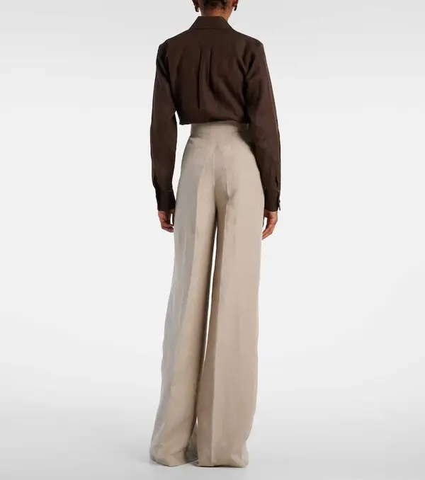 max mara - Max Mara Sequoia High-Rise Wide-Leg Linen Pants