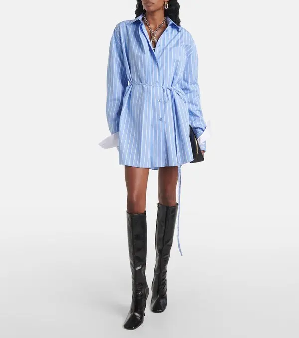 Sportmax Firma Striped Cotton Shirt Dress