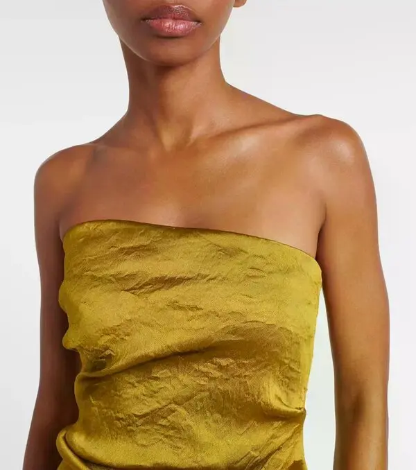 Tove Kezia Draped Lam Midi Dress In Gold - 20% Off | Editorialist