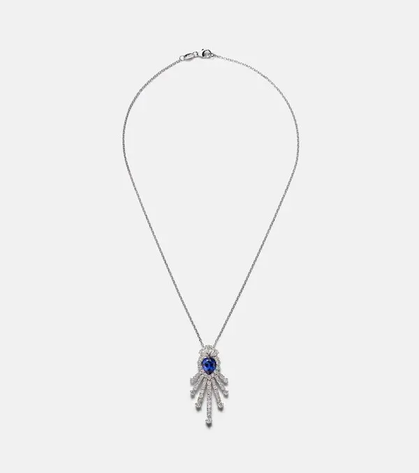 Yeprem 18kt White Gold Diamond And Sapphire Necklace - Silver