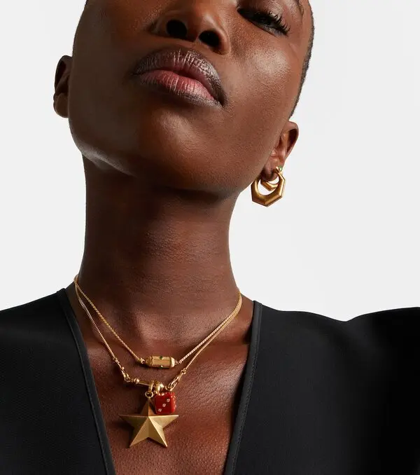 MARIE LICHTENBERG Baba Large Single Earring With Diamonds And Emerald