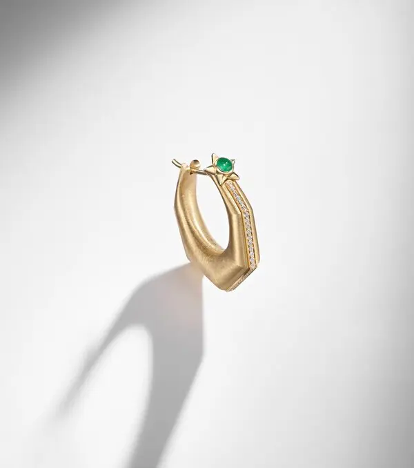 MARIE LICHTENBERG Baba Large Single Earring With Diamonds And Emerald