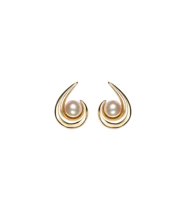 Mateo Pearl Curl Earrings - Gold
