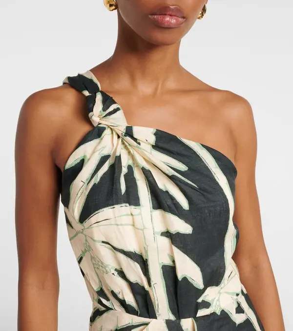 Johanna Ortiz Printed One-shoulder Midi Dress