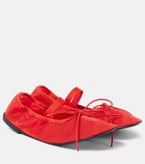 Proenza Schouler Glove Mesh Mary Jane Flats - Red