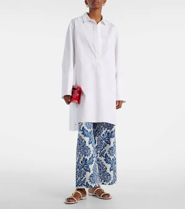 Max Mara Merano Wide-leg Cotton Pants - Blue