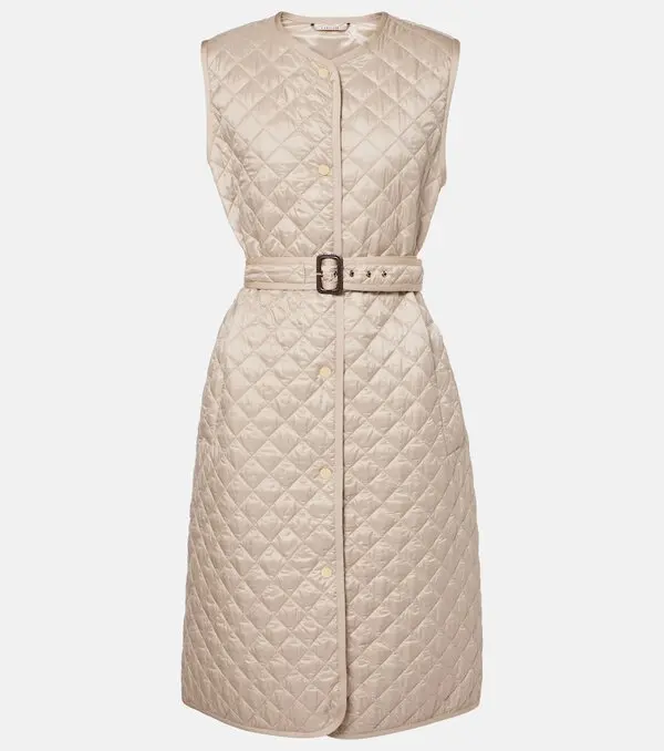 Max Mara Lauren Belted Quilted Coat - Beige