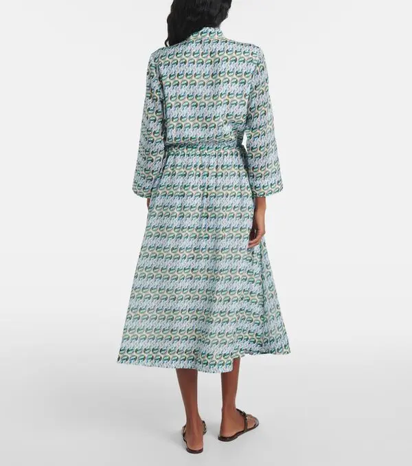 Tory Burch Printed Silk And Cotton Midi Dress