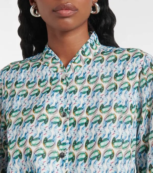Tory Burch Printed Silk And Cotton Midi Dress