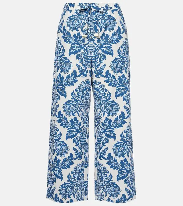 Max Mara Merano Wide-leg Cotton Pants - Blue
