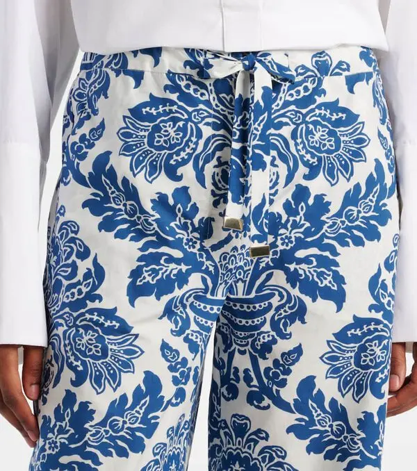 Max Mara Merano Wide-leg Cotton Pants - Blue
