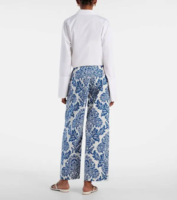 Max Mara Merano Wide-leg Cotton Pants - Blue
