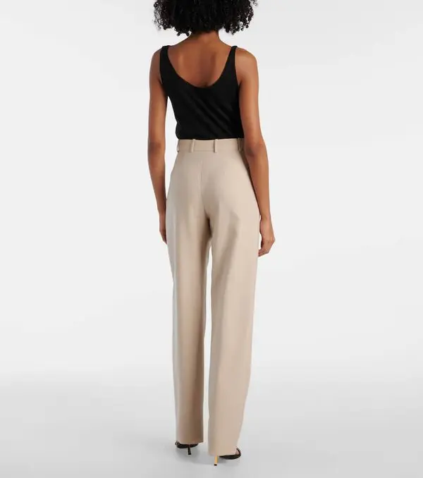Saint Laurent Pleated Wool Wide-leg Trousers