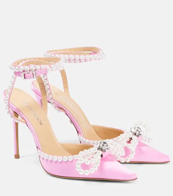 Mach & Mach Double Bow 110 Embellished Pumps - Pink