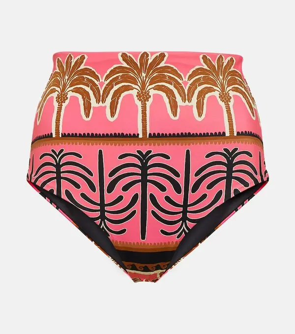 Johanna Ortiz Printed High-rise Bikini Bottoms - Pink