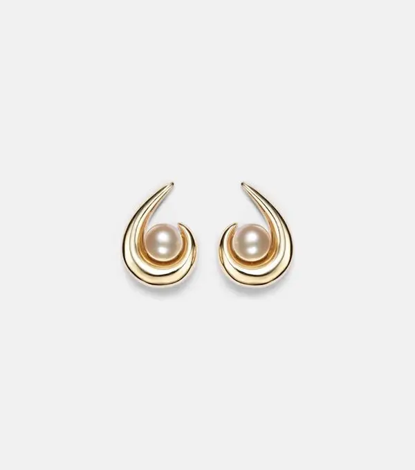 Mateo Pearl Curl 14kt Yellow Earrings - Gold