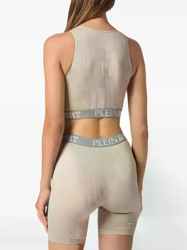 PLEIN SPORT Ribbed Seamless Training Sports Bra - Neutrals
