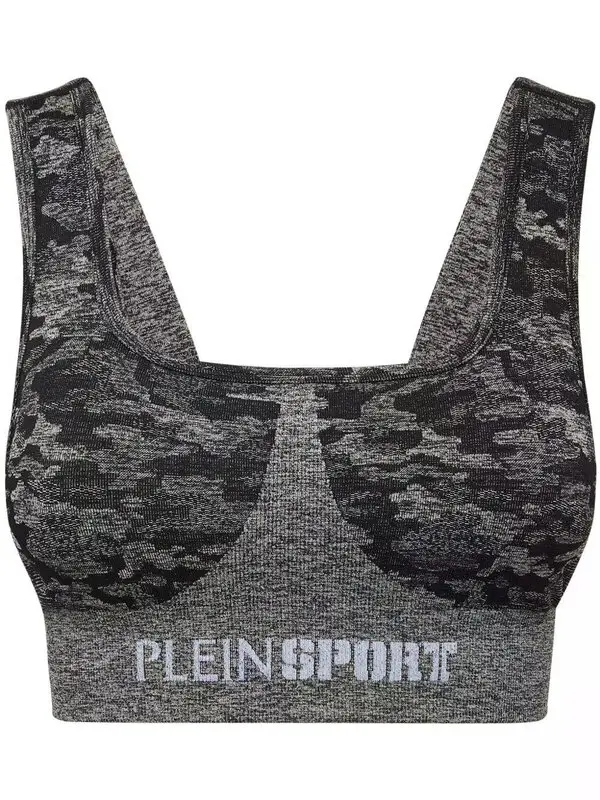 PLEIN SPORT Seamless Crossed-straps Sports Bra - Black