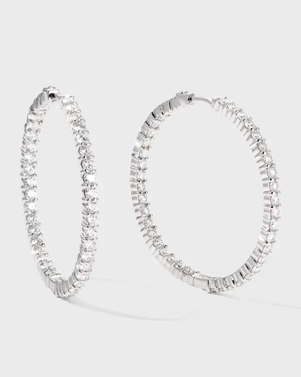 Roberto Coin 18k Diamond Hoop Earrings - White Gold