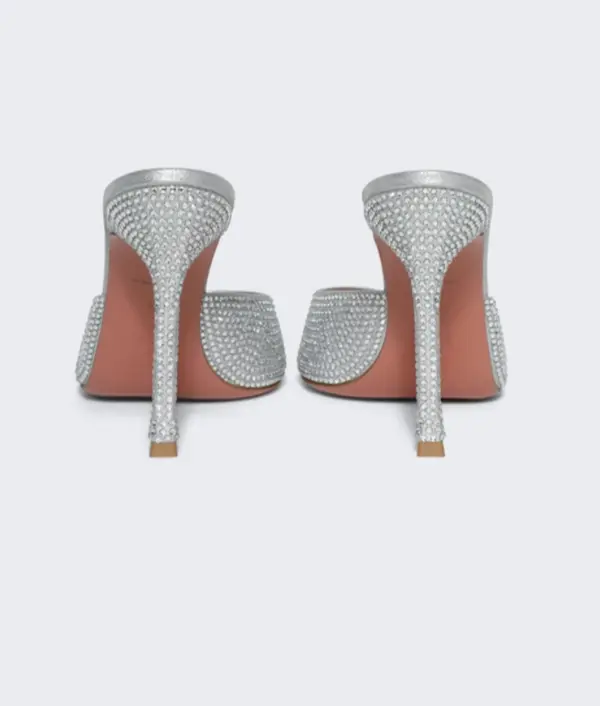 Amina Muaddi Alexa Crystal Slipper Sandals Satin