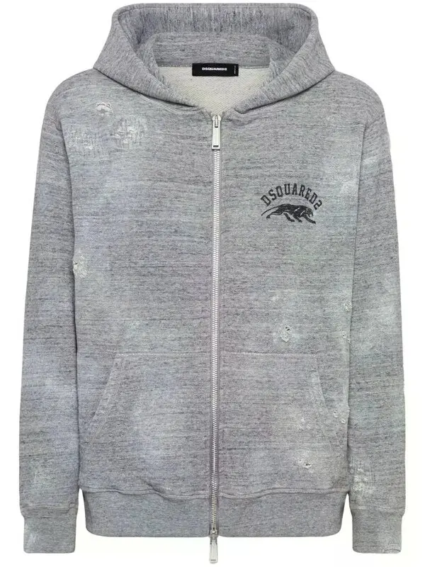 Dsquared2 Distressed Zip-up Hoodie