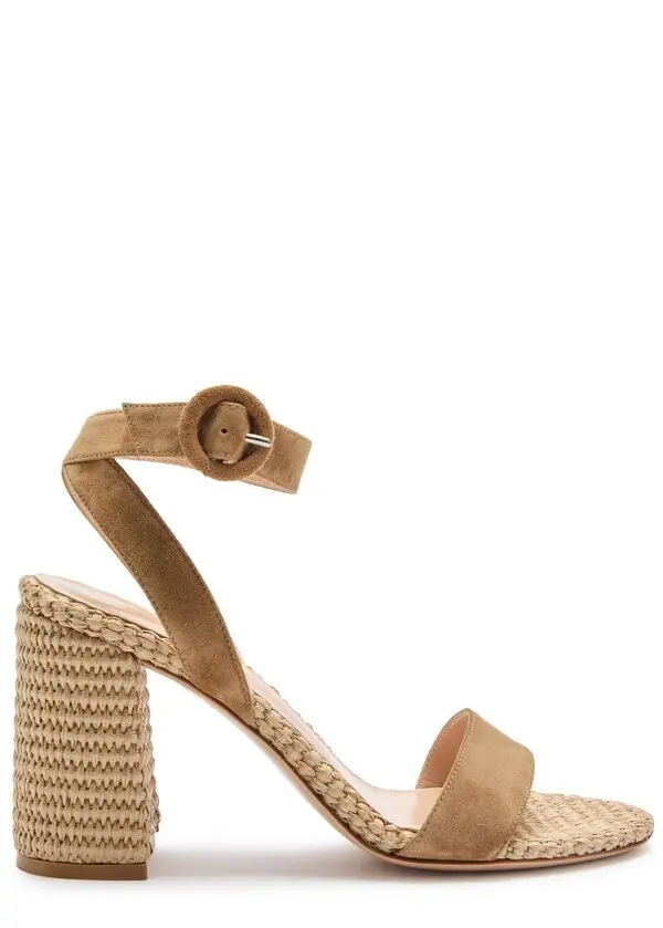 GIANVITO ROSSI Luana 90 Raffia And Suede Sandals
