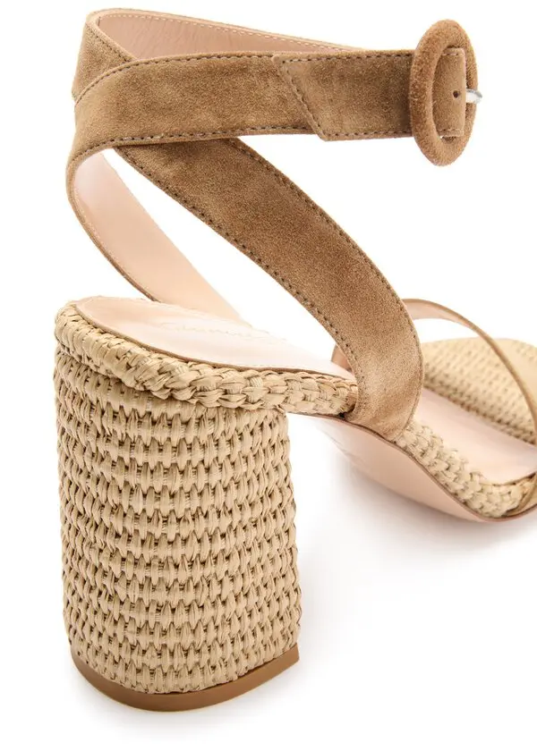 GIANVITO ROSSI Luana 90 Raffia And Suede Sandals