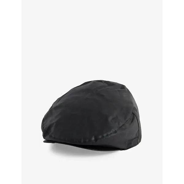 Barbour Panelled Waxed Cotton Flat Cap - Black