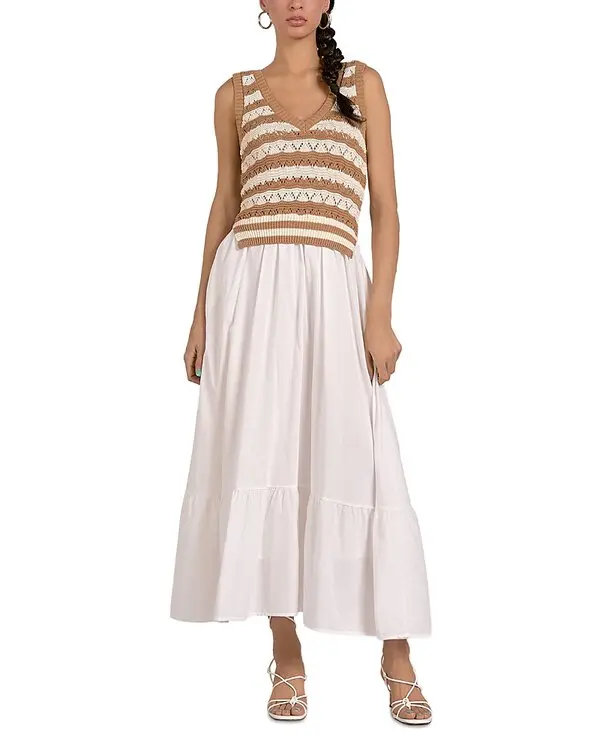 Elan Mixed Media Knit Midi Dress