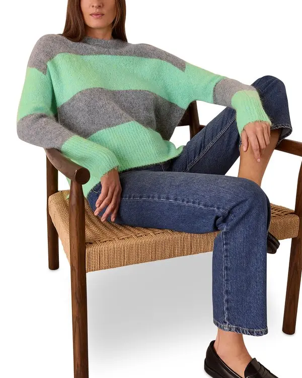 Whistles Striped Pullover Sweater - Green/multi