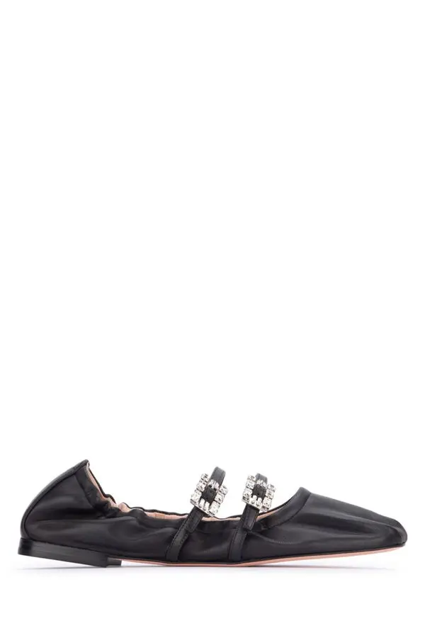 Roger Vivier Mini Strap Strass Leather Ballet Flats - Black