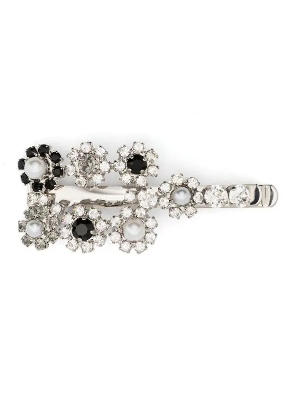 Roger Vivier Flower Strass Hair Clip In Silver - 40% Off