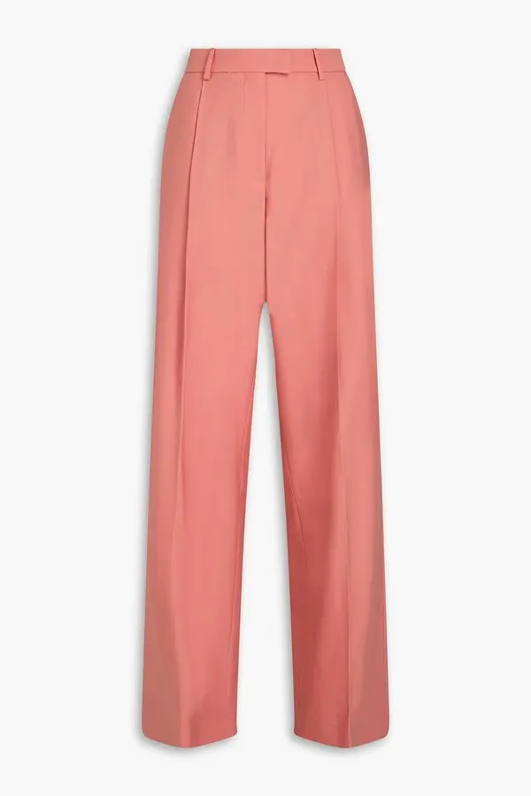 Another Tomorrow Pleated Wide-leg Wool-crepe Trousers