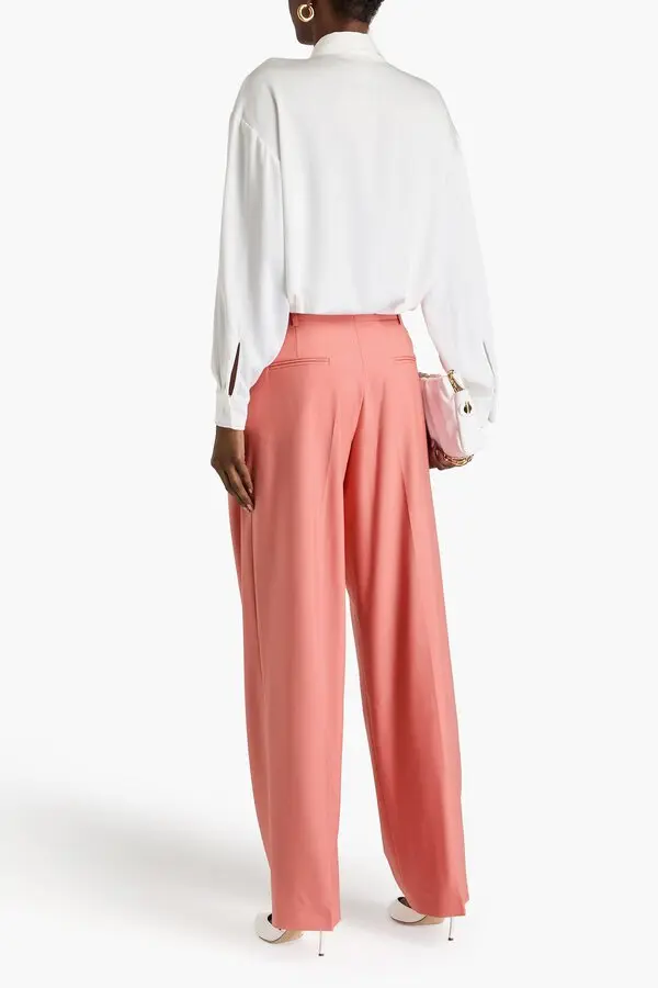 Another Tomorrow Pleated Wide-leg Wool-crepe Trousers