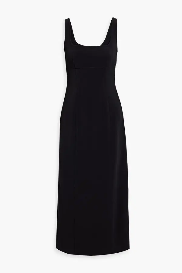 Another Tomorrow Tie-back Cady Midi Dress - Black