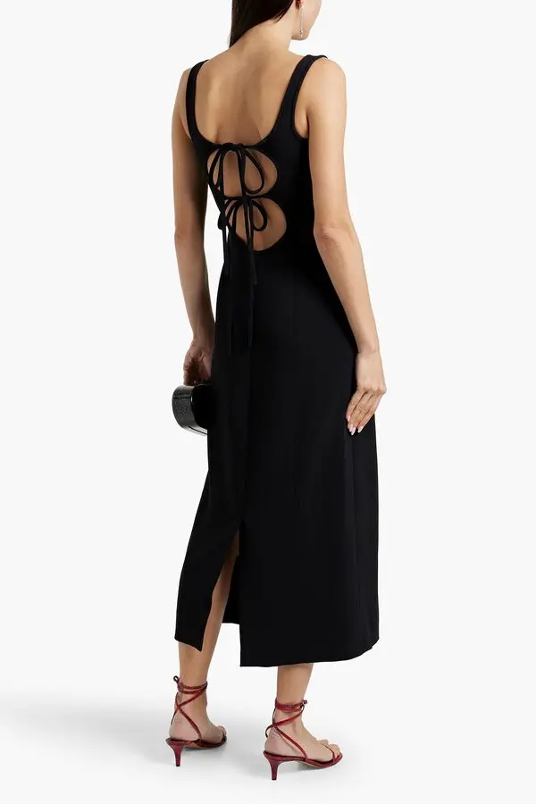 Another Tomorrow Tie-back Cady Midi Dress - Black