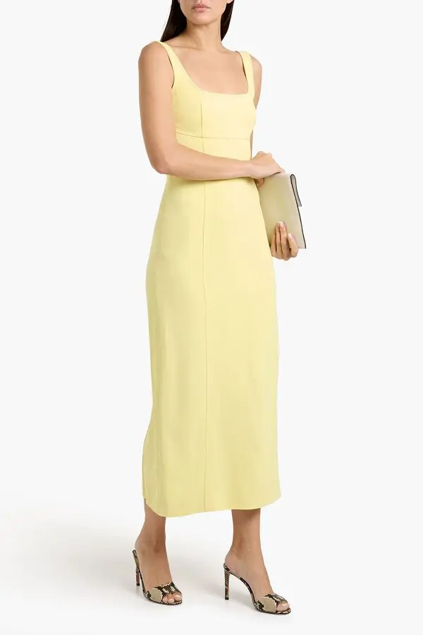 Another Tomorrow Tie-back Cady Midi Dress - Pastel Yellow