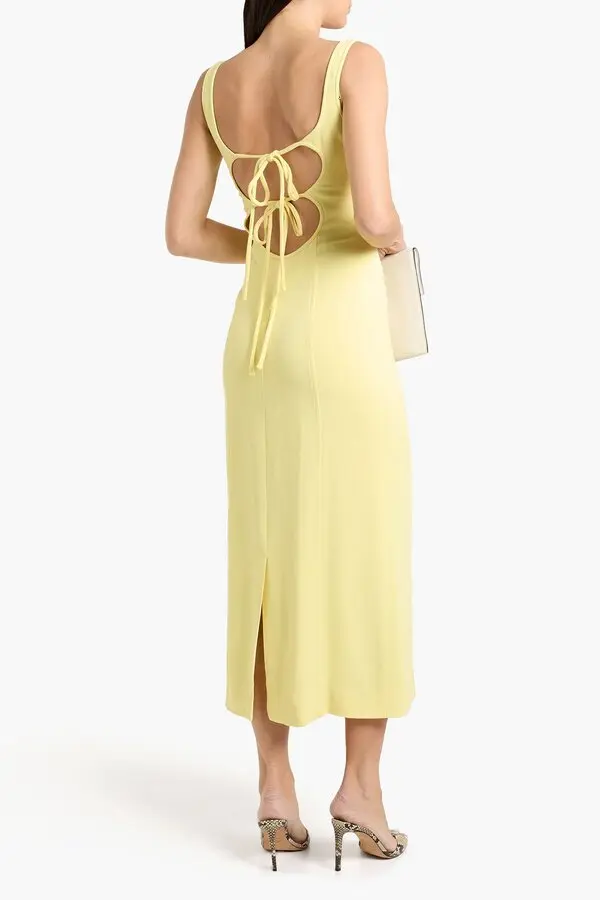 Another Tomorrow Tie-back Cady Midi Dress - Pastel Yellow
