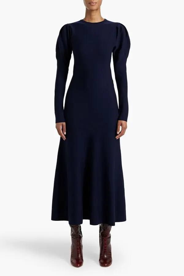 Gabriela Hearst Hannah Wool Midi Dress - Navy