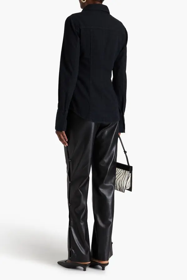 Another Tomorrow Cotton-chambray Shirt - Black