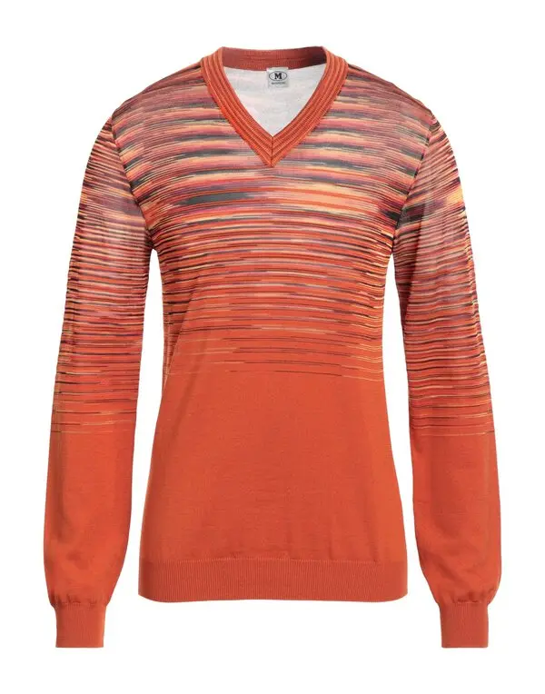 Missoni V-neck Wool Sweater With Multicolor Stripes - Red