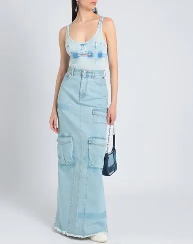 Gcds Denim Flared Skirt