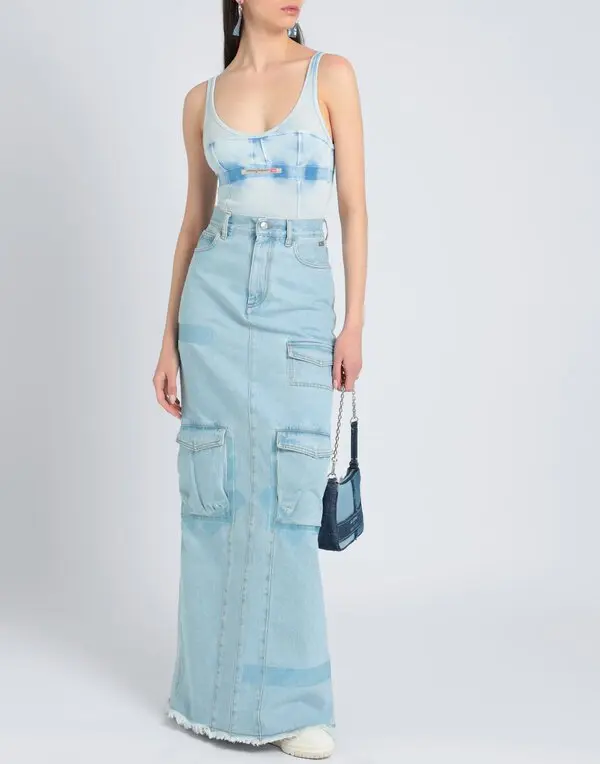 Gcds Denim Flared Skirt