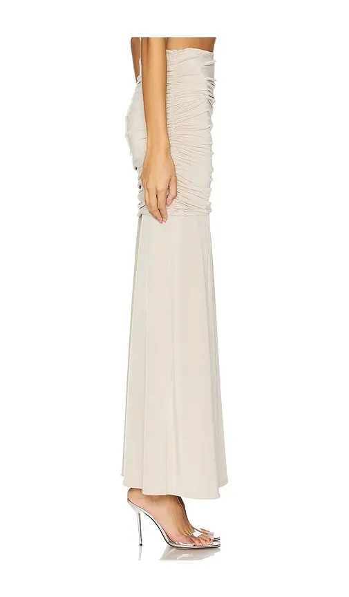 LBLC THE LABEL Drea Ruched Maxi Skirt