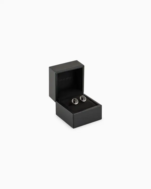 Giorgio Armani Sterling Silver Cufflinks With A Coloured Crystal