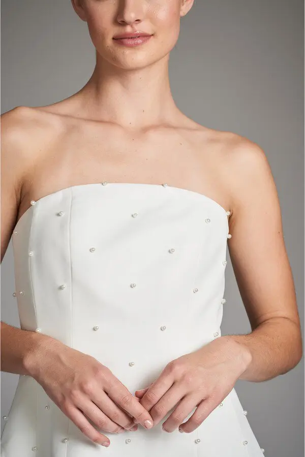 sachin & babi alanna strapless pearl embellished mini dress Sachin & Babi Alanna Strapless Pearl-Embellished Mini Dress