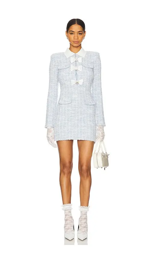 SELF-PORTRAIT Check Collared Knit Mini Dress