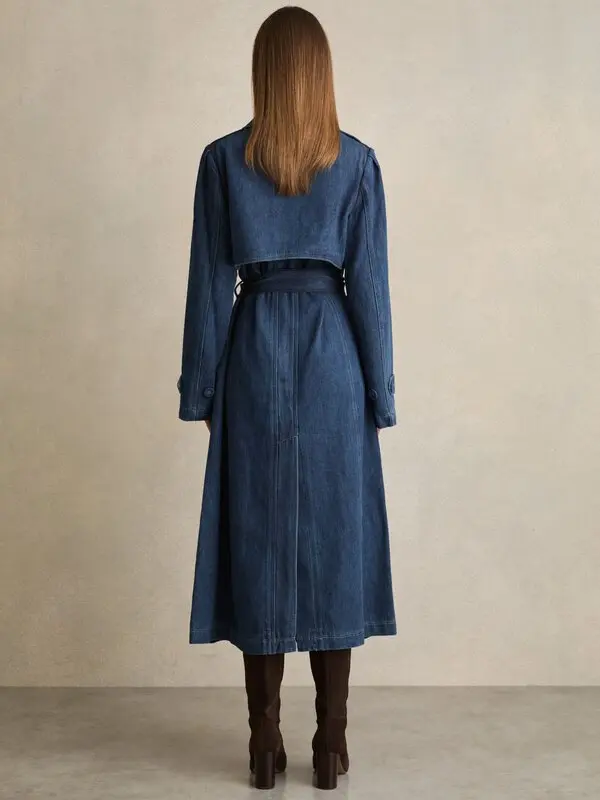 Paige Raina Denim Trench Coat In Blue - 41% Off | Editorialist